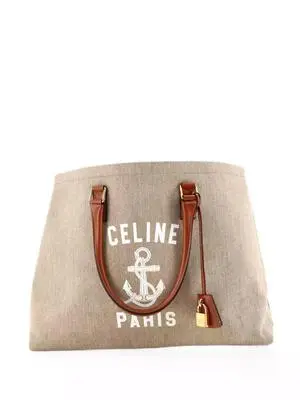 Celine St. Tropez Horizontal Cabas Canvas With Leather Tote Bag