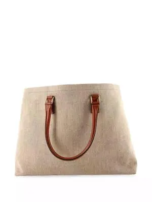 Celine St. Tropez Horizontal Cabas Canvas With Leather Tote Bag