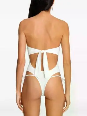 AMIR SLAMA Strapless Sweetheart Neckline One-piece Swimsuit With Side Ties And Embellished Hardware