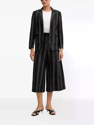 BENETTON Vertical-stripe Cropped Palazzo Pants - Black