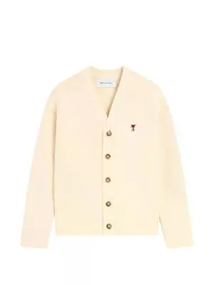 AMI Paris Cotton And Wool Arrow Cardigan - Neutrals