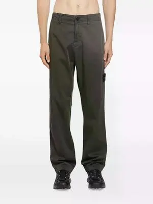 Stone Island Logo-patch Straight-leg Trousers - Grey