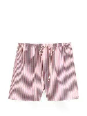 AMI Paris Cotton Arrow Striped Shorts - Red