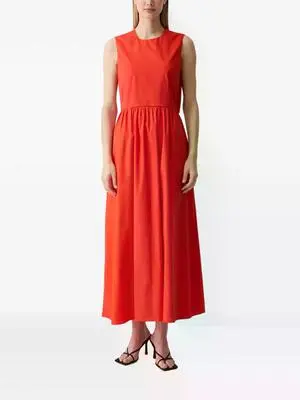 BENETTON Gathered-waist Cut-out Sleeveless Midi Dress - Red