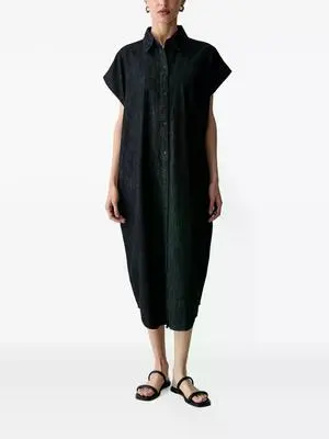 BENETTON Button-up Short-sleeved Denim Midi Dress