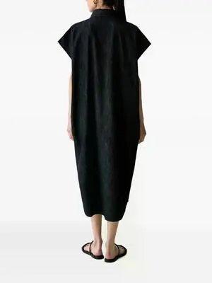 BENETTON Button-up Short-sleeved Denim Midi Dress