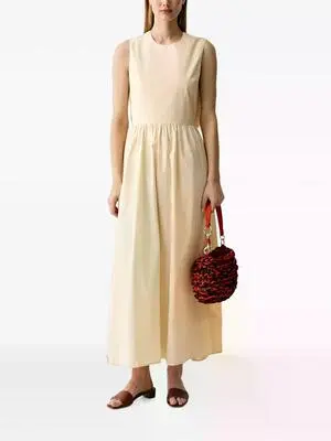 BENETTON Gathered-waist Cut-out Sleeveless Midi Dress - White