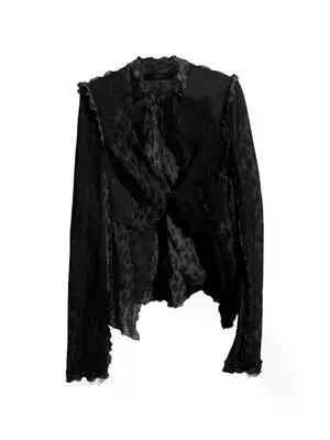 Gucci Leopard-print Ruffled Blouse - Black