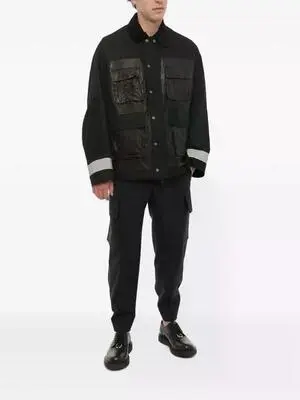 Neil Barrett Leather-panelled Ribbed-collar Shirt Jacket - Black