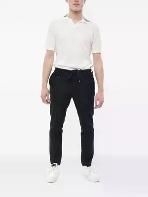 PAOLO PECORA Tweed Drawstring Tapered Trousers - Blue