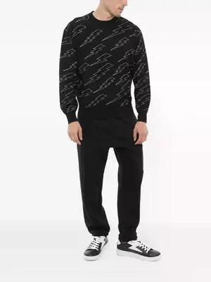 Neil Barrett Thunderbolt-embroidered Sweater - Black