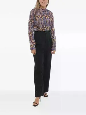 OBLÒ UNIQUE Wide Leg Pleated Trousers - Black