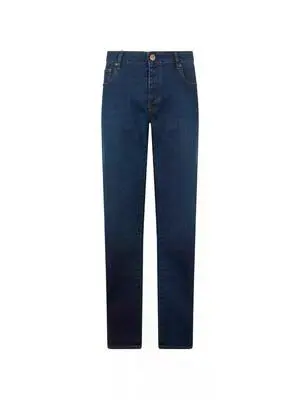 MOORER Straight-cut High-waisted Jeans - Blue