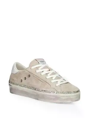 CRIME LONDON Distressed Glitter Detail Sneakers