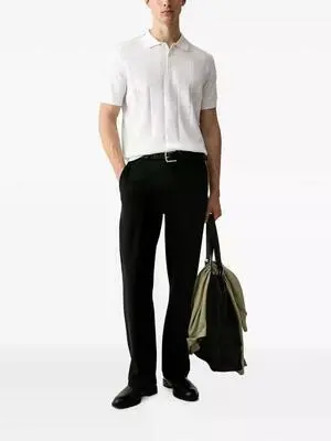 Karl Lagerfeld Check-patterned Pointelle-knit Polo Shirt