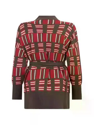 MOORER Geometric-pattern Belted Cardigan