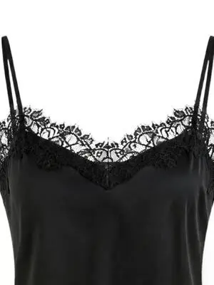 Gold Hawk Lace-trim Camisole Top - Black