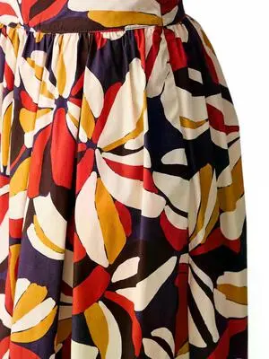 BENETTON Floral Print Pleated Midi Skirt