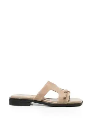 SERGIO MORETTI FIRENZE Buckle-detail Suede Sandals - Neutrals