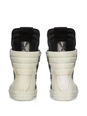 Rick Owens Geobasket Panelled Leather High Top Sneakers - Black