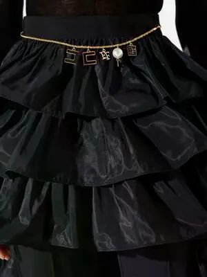 Elisabetta Franchi Ruffled Asymmetrical Taffeta Skirt