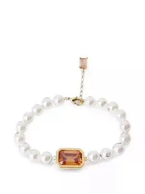 IZABEL DISPLAY Pearl-embellished Crystal-pendant Bracelet - Gold