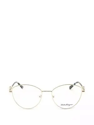 FERRAGAMO Gancini Oval Eyeglasses - Gold