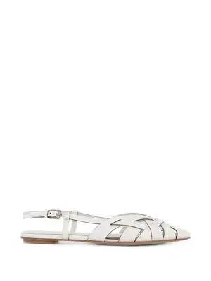 DEL CARLO Lisi Woven Slingback Flat Pumps - White