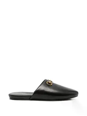 SERGIO MORETTI FIRENZE Horsebit Leather Mules - Black