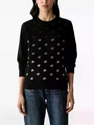 Karl Lagerfeld Crystal-embellished Logo-pattern Sweater - Black