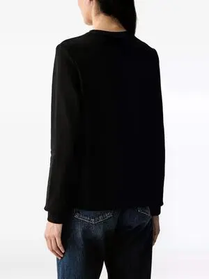 Karl Lagerfeld Crystal Embellished Logo Pattern Crew Neck Sweater