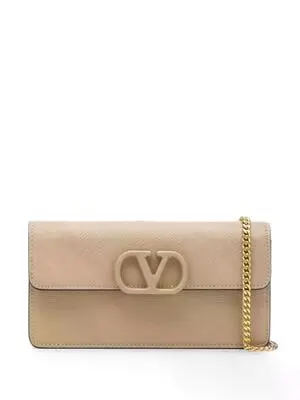 Valentino Garavani Vlogo Signature Leather Clutch Bag - Neutrals