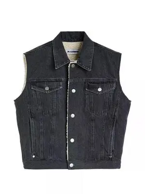 JIL SANDER Fleece-lined Denim Gilet - Grey