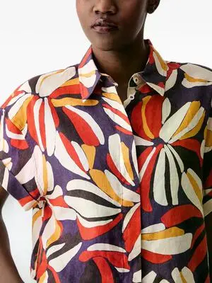 BENETTON Floral Print Cropped Short-sleeved Shirt
