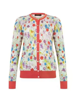 MOORER Floral-print Button-up Cardigan - White