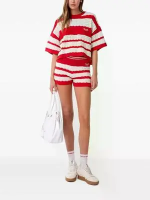 GAELLE PARIS Striped Pointelle-knit Sweater