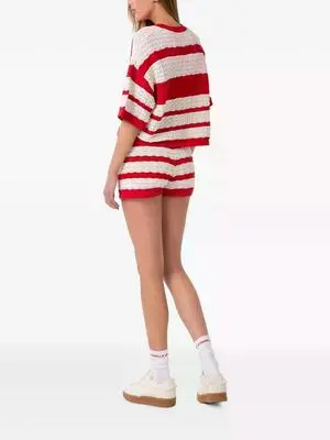 GAELLE PARIS Striped Pointelle-knit Sweater