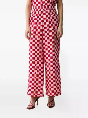 BENETTON Checkerboard-print Palazzo Pants - Red