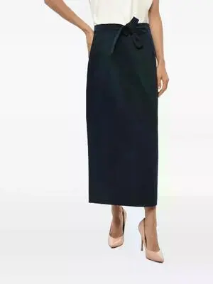 SUPER BLOND Belted Midi High-waisted Skirt - Blue