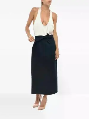 SUPER BLOND Belted Midi High-waisted Skirt