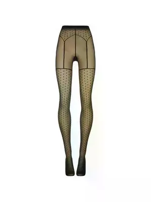 Wolford Polka Dot Garter-belt Effect Tights - Black