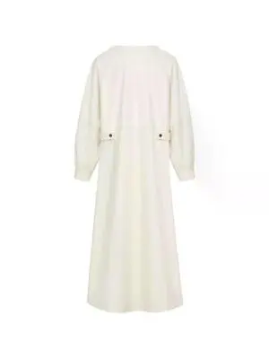 RETORI V-neck Midi Dress With Buttoned Cuffs