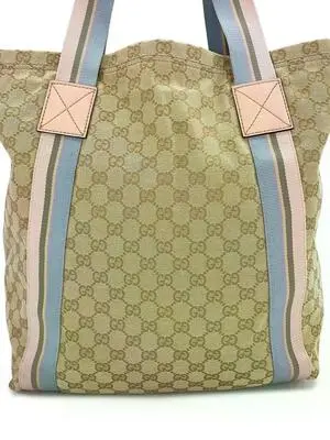 Gucci Gg Supreme Striped Tote Bag - Neutrals