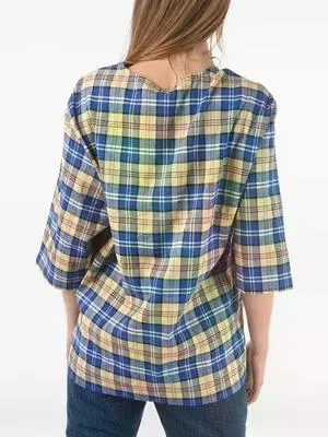 Woolrich Plaid Monogram Patch Blouse