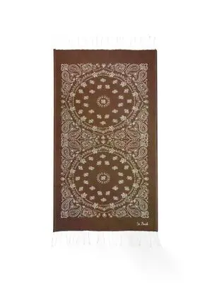 MC2 SAINT BARTH Bandana Print Fringed Beach Towel - Brown