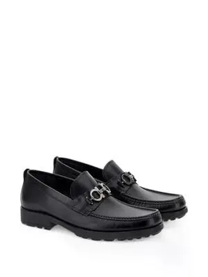 FERRAGAMO Gancini Lug-sole Loafers - Black