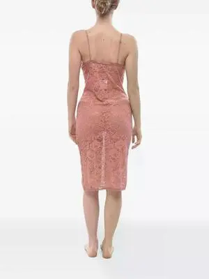 Oseree Lace-overlay Fitted Midi Dress