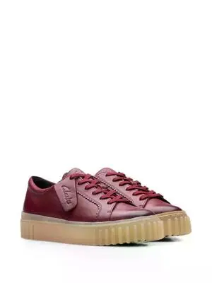 Clarks Mayhill Walk Leather Lace-up Sneakers With Platform Sole - Red