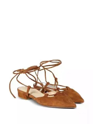 ANNA F. Suede Pointed-toe Ballet Flats