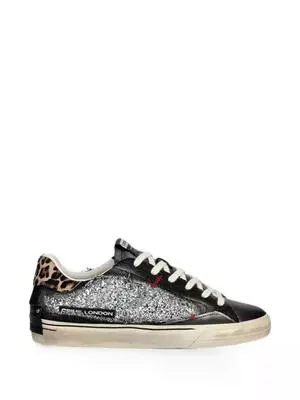 CRIME LONDON Glitter-detail Leopard-print Sneakers - Black